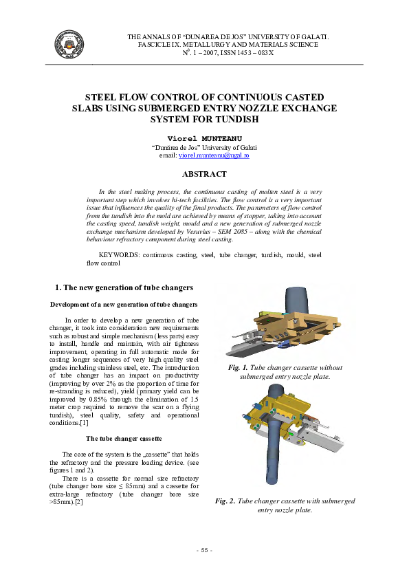(PDF) Steel flow control of continuous casted slabs using submerged ...