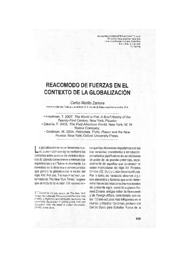 (PDF) Reseña: Reacomodo de las fuerzas en el contexto de la globalización