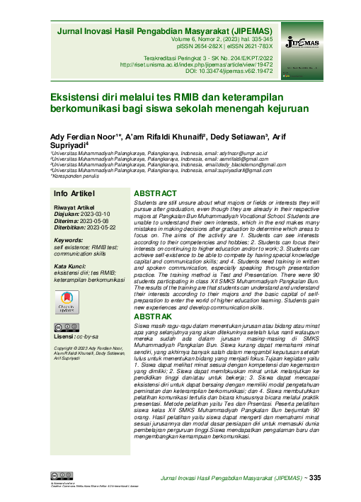 (PDF) Eksistensi diri melalui tes RMIB dan keterampilan berkomunikasi ...