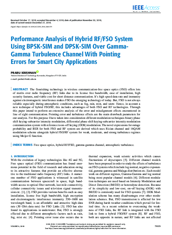 (PDF) Performance Analysis of Hybrid RF/FSO System Using BPSK-SIM and DPSK-SIM Over Gamma-Gamma ...