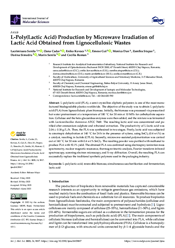 (PDF) L-Poly(lactic acid) Production by Microwave Irradiation of Lactic ...