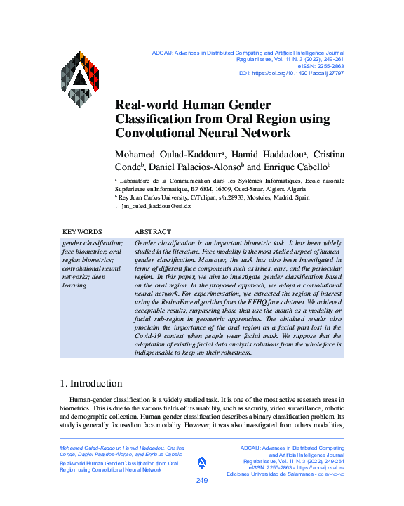 Pdf Real World Human Gender Classification From Oral Region Using