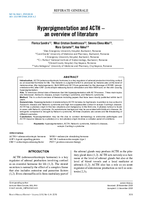 (PDF) Hyperpigmentation and ACTH – an overview of literature