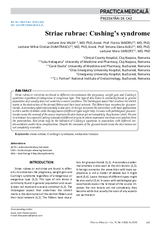 (PDF) Striae rubrae: Cushing’s syndrome