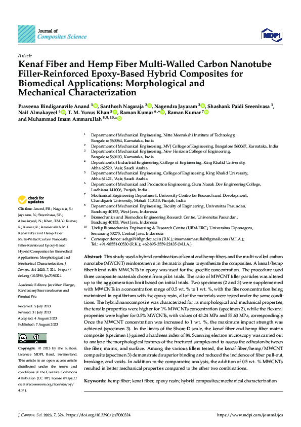 (PDF) Kenaf Fiber and Hemp Fiber Multi-Walled Carbon Nanotube Filler-Reinforced Epoxy-Based ...