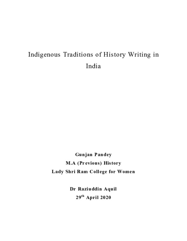 (PDF) Indigenous Traditions of History Writing in India