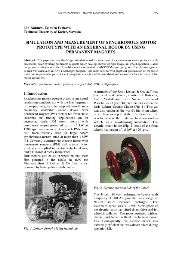 Pdf Simulation And Measurement Of Synchronous Motor Prototype With An External Rotor By Using