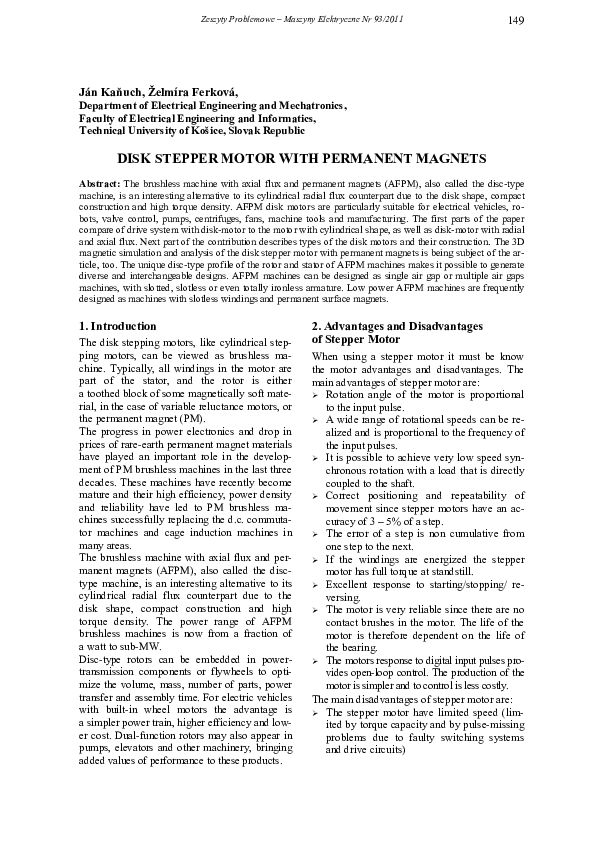 (PDF) Disk stepper motor with permanent magnets