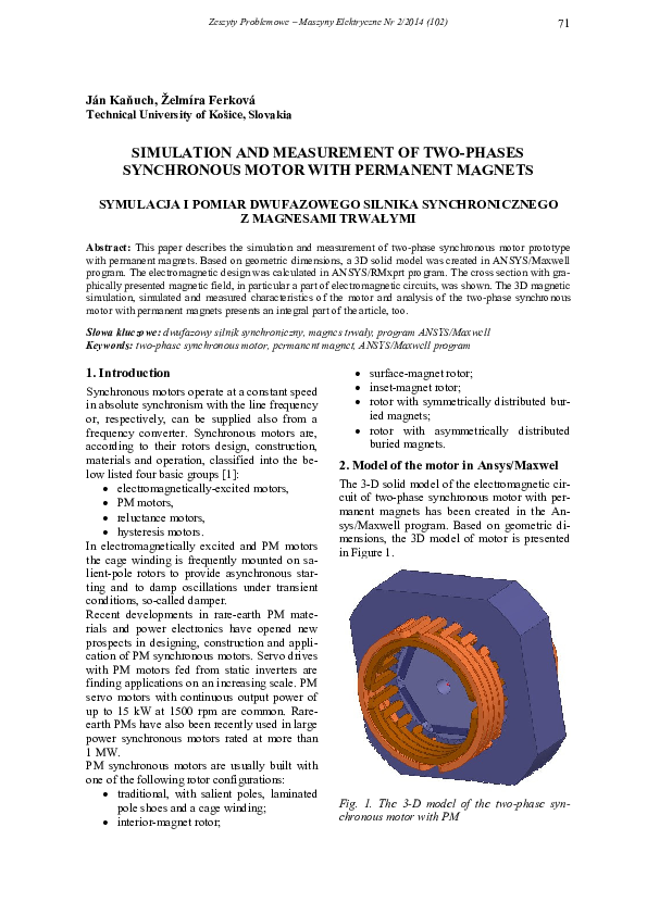 (PDF) Simulation and Measurement of Two-Phases Synchronous Motor with ...