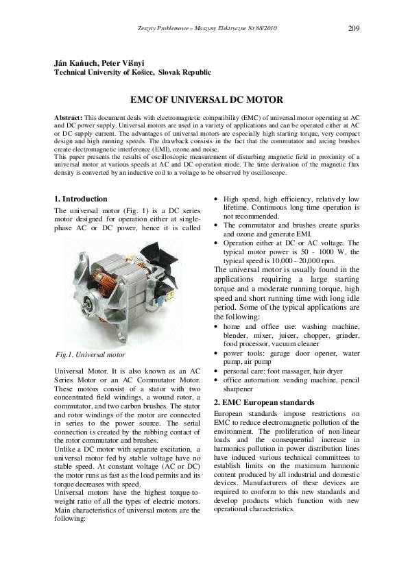(PDF) EMC of universal DC motor