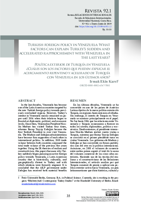 (PDF) Turkish foreign policy in Venezuela: What factors can explain ...