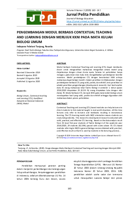 (PDF) Pengembangan Modul Berbasis Contextual Teaching and Learning Dengan Merujuk Kkni Pada Mata ...