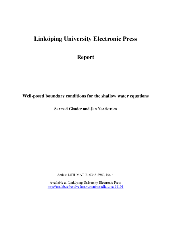 Pdf Well Posed Boundary Conditions For The Shallow Water Equations Jan Nordström