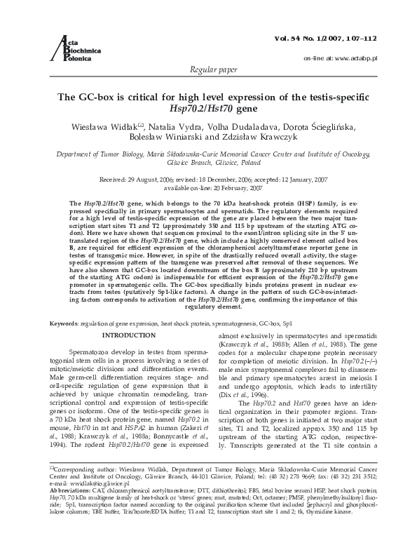 (PDF) The GC-box is critical for high level expression of the testis ...
