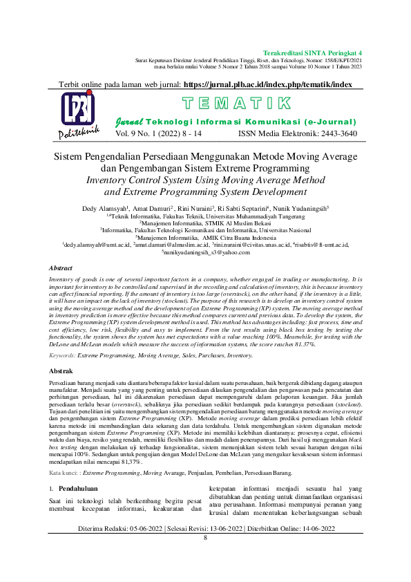 (PDF) Sistem Pengendalian Persediaan Menggunakan Metode Moving Average ...