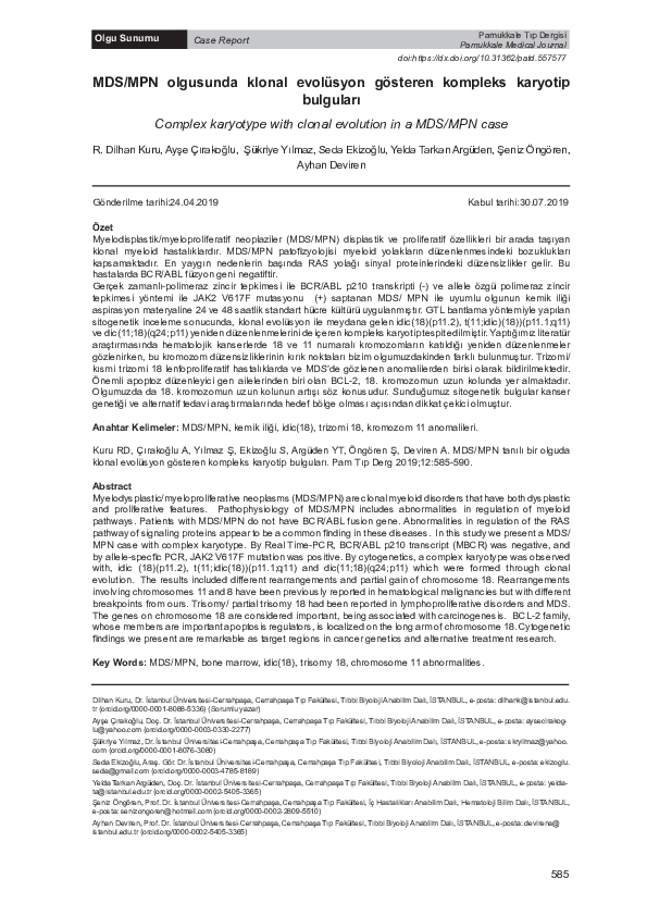 Pdf 122 Snp A Karyotyping In Mds And Mds Mpn Cases With Normal