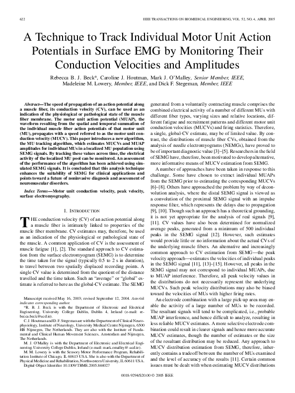 (PDF) A Technique to Track Individual Motor Unit Action Potentials in ...