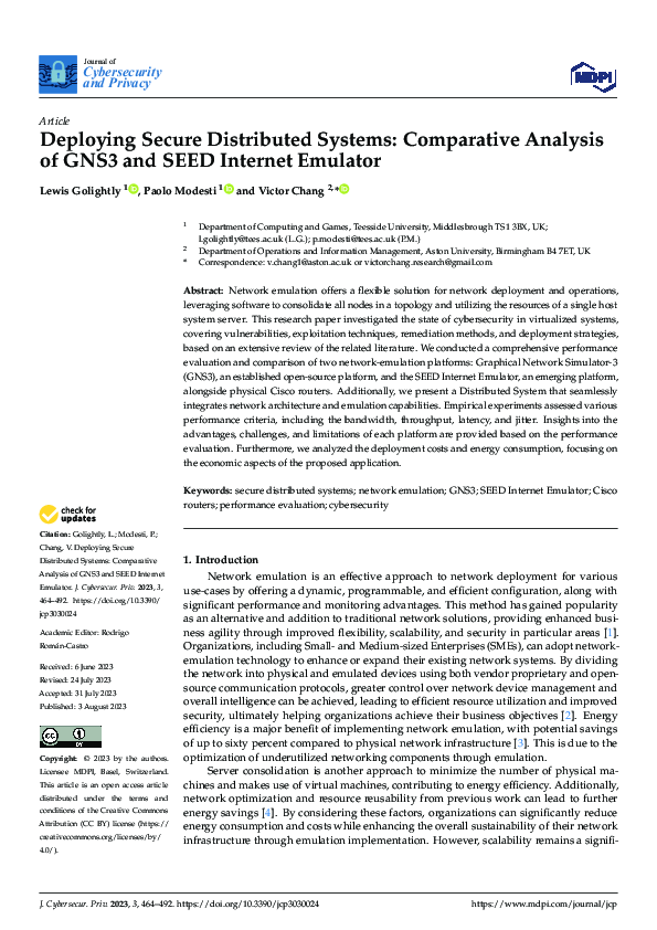 (PDF) Deploying Secure Distributed Systems: Comparative Analysis of GNS3 and SEED Internet Emulator