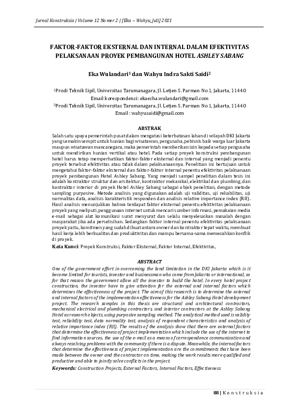 (PDF) Faktor-Faktor Eksternal Dan Internal Dalam Efektivitas ...