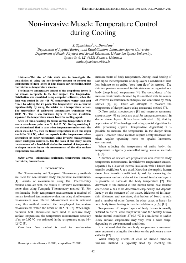 (PDF) Non-invasive Muscle Temperature Control during Cooling