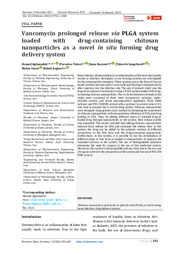 (PDF) Vancomycin prolonged release via PLGA system loaded with drug ...