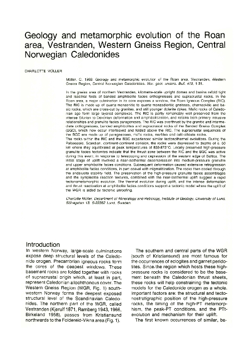 (PDF) Geology and metamorphic evolution of the Roan area, Vestranden ...