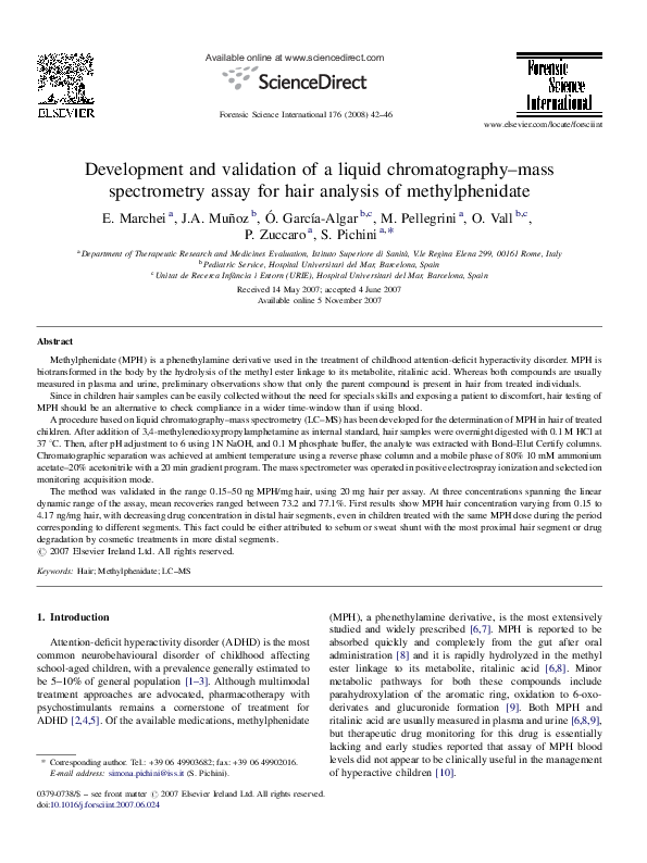 (PDF) Development and validation of a liquid chromatography–mass spectrometry assay for hair ...