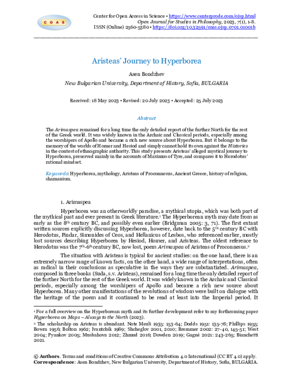 (PDF) Aristeas' Journey to Hyperborea