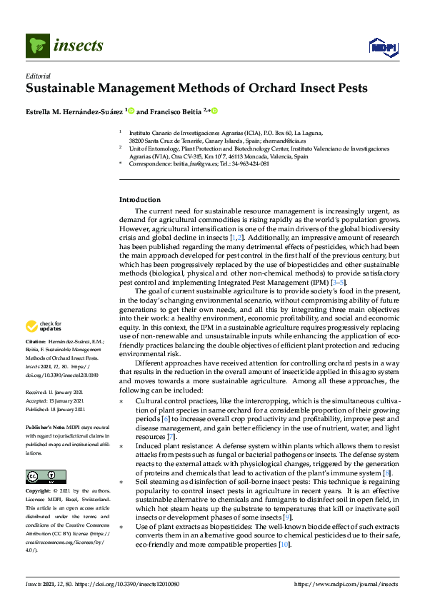 (PDF) Sustainable Management Methods of Orchard Insect Pests