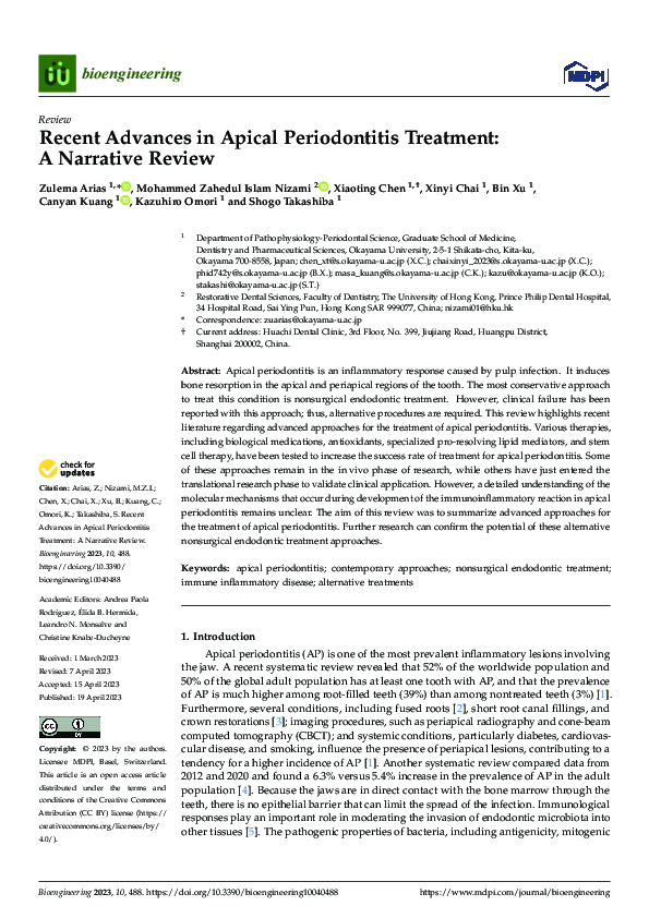 (PDF) Advances in Apical Periodontitis Therapies