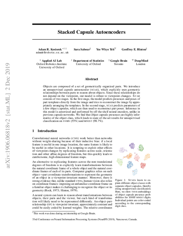 (PDF) Stacked Capsule Autoencoders
