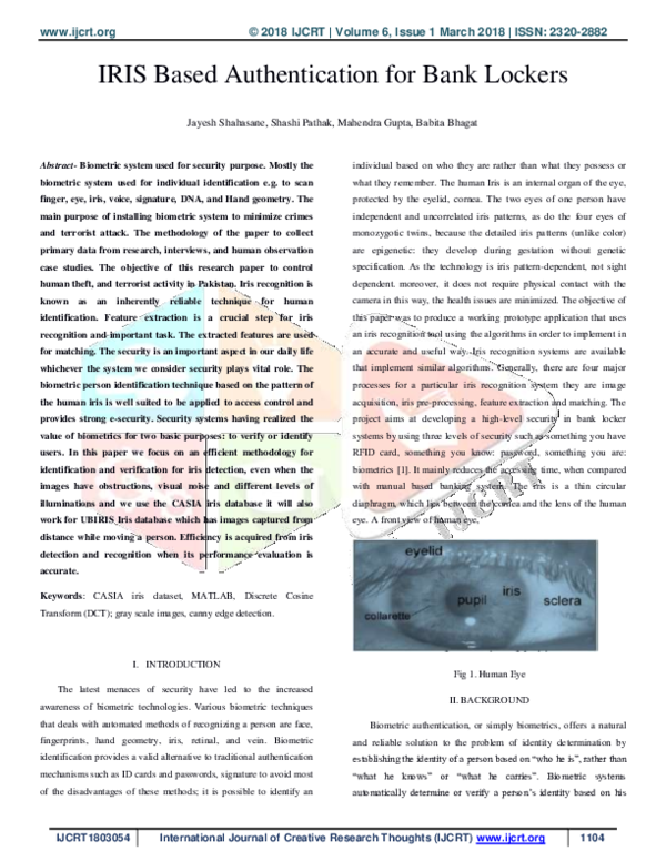 (PDF) IRIS Based Authentication for Bank Lockers