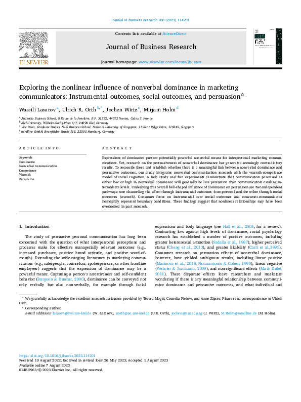 (PDF) Exploring the Nonlinear Influence of Nonverbal Dominance in ...