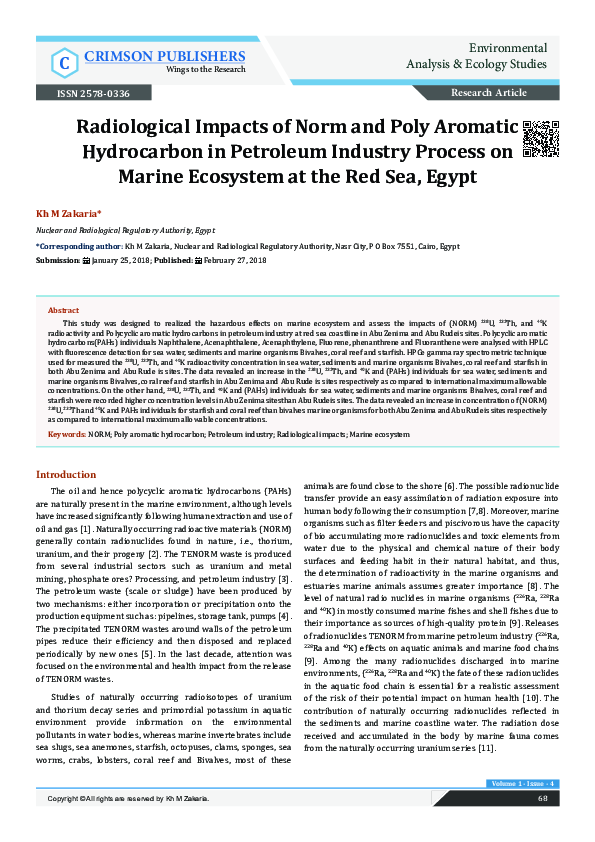 (PDF) Radiological Impacts of Norm and Poly Aromatic Hydrocarbon in ...