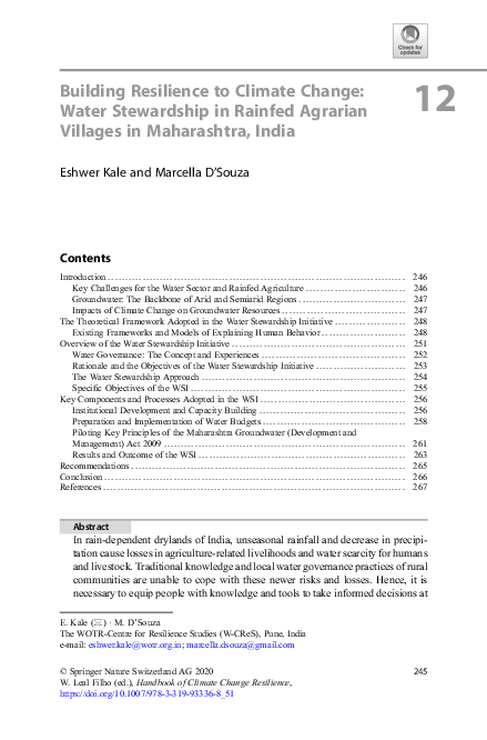 (PDF) Building Resilience to Climate Change: Water Stewardship in ...
