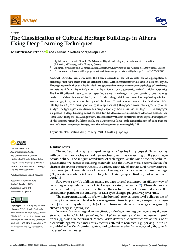 (PDF) The Classification of Cultural Heritage Buildings in Athens Using ...