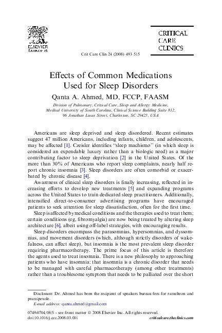 (PDF) Effects of Common Medications Used for Sleep Disorders