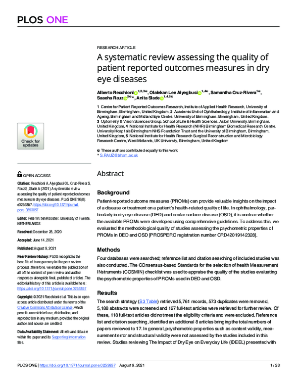 (PDF) A systematic review assessing the quality of patient reported ...