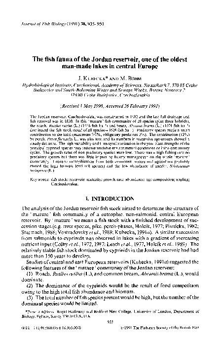 (PDF) The fish fauna of the Jordan reservoir, one of the oldest man ...