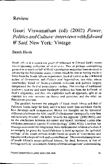 (PDF) Gauri Viswanathan (ed) (2002) Power, Politics and Culture ...
