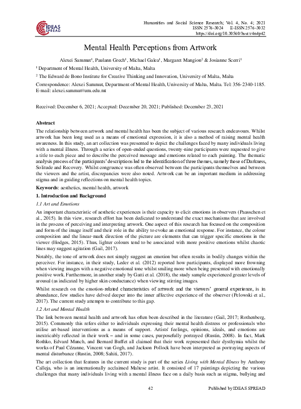 (PDF) Mental Health Perceptions from Artwork