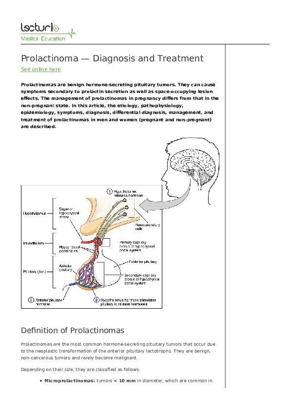 (PDF) Prolactinoma; diagnosis and treatment