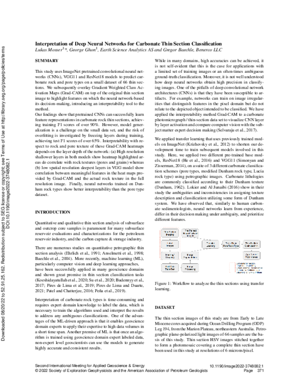 (PDF) Interpretation of deep neural networks for carbonate thin section classification