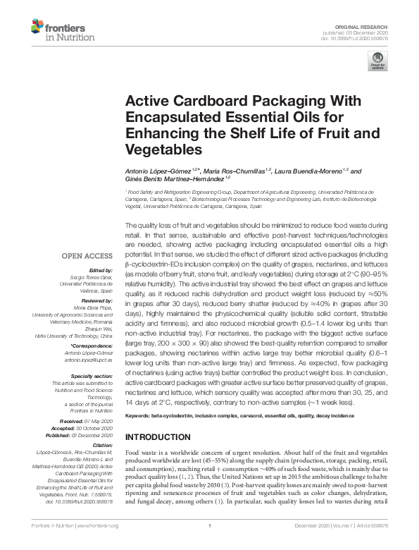 (PDF) Active Cardboard Packaging With Encapsulated Essential Oils for ...
