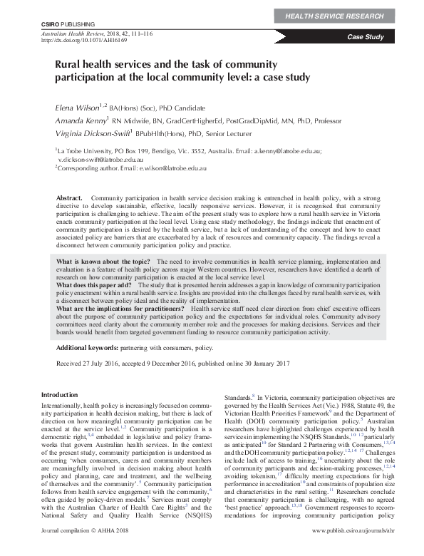 (PDF) Rural health services and the task of community participation at ...