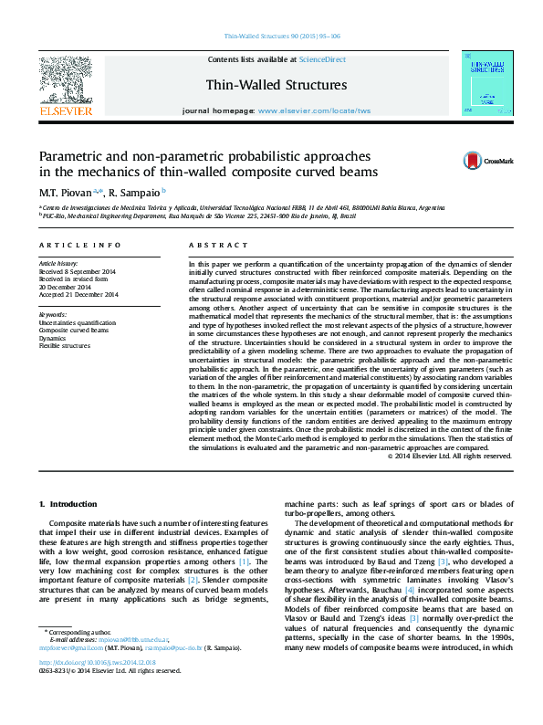 (PDF) Parametric and non-parametric probabilistic approaches in the mechanics of thin-walled ...