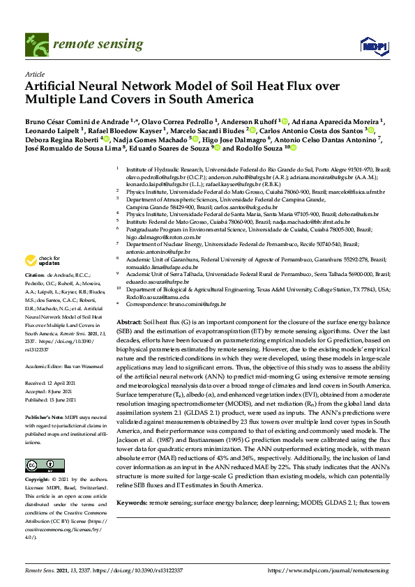 (PDF) Artificial Neural Network Model of Soil Heat Flux over Multiple Land Covers in South ...