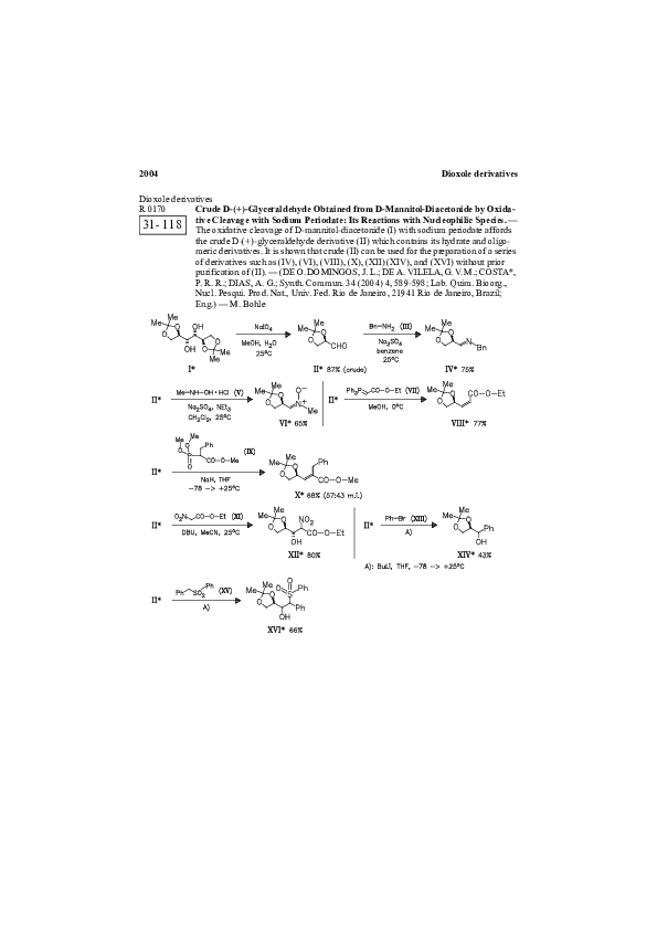 (PDF) CrudeD‐(+)‐Glyceraldehyde Obtained fromD‐Mannitol‐Diacetonide by ...