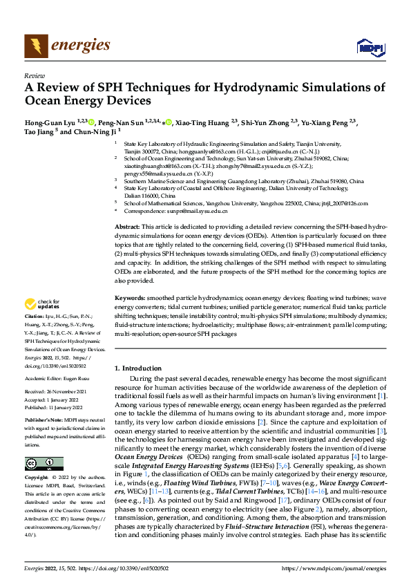 (PDF) A Review of SPH Techniques for Hydrodynamic Simulations of Ocean Energy Devices | Pengnan ...