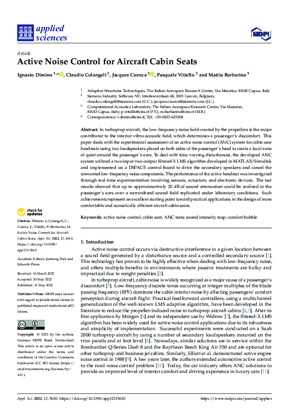 (PDF) Active Noise Control for Aircraft Cabin Seats